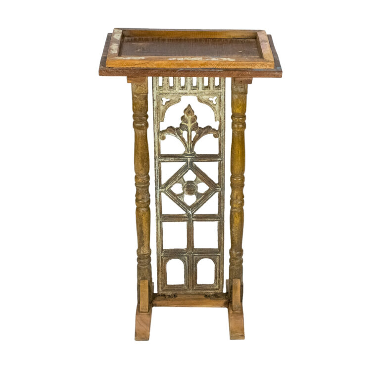 Wooden And Iron Jali Side Table | Sotran Dekorativ