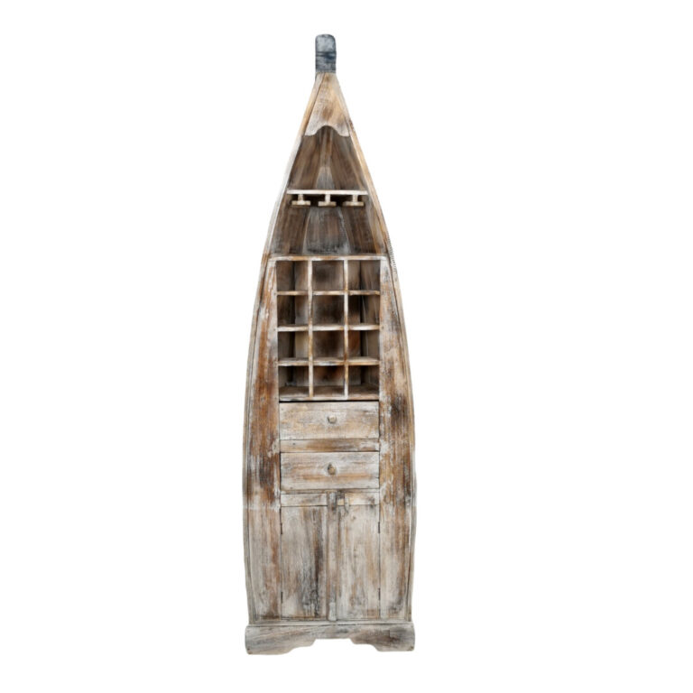 Brown Wooden Laguna Boat Wine Rack | Sotran Dekorativ
