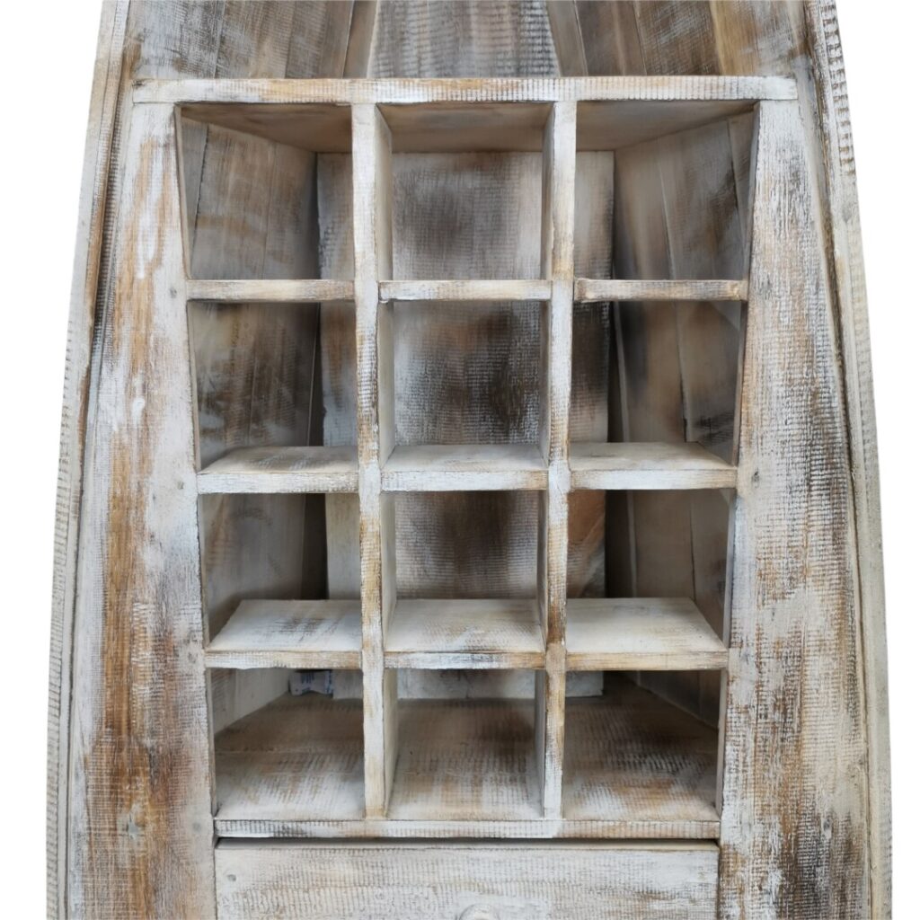 Brown Wooden Laguna Boat Wine Rack | Sotran Dekorativ