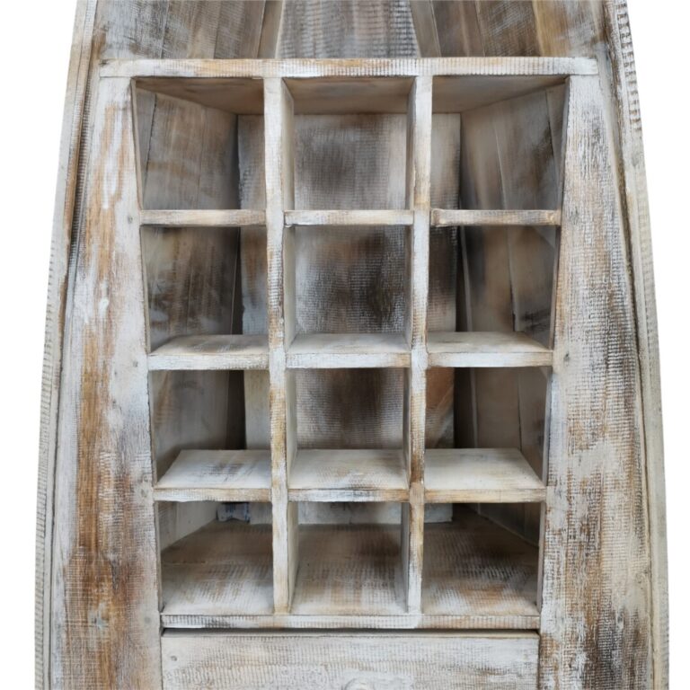 Brown Wooden Laguna Boat Wine Rack | Sotran Dekorativ