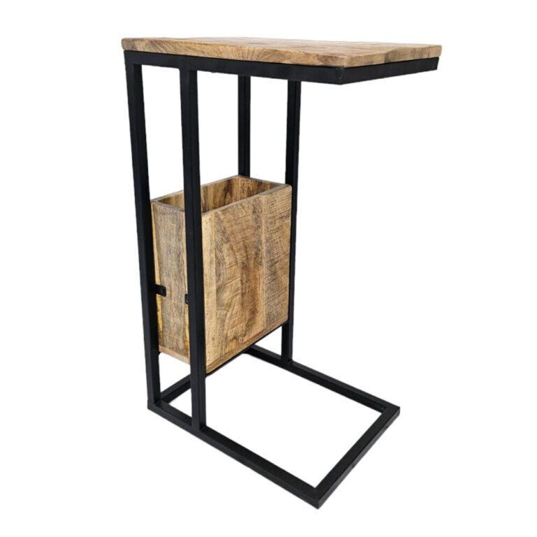Modern Wooden And Steel Side Table | Sotran Dekorativ