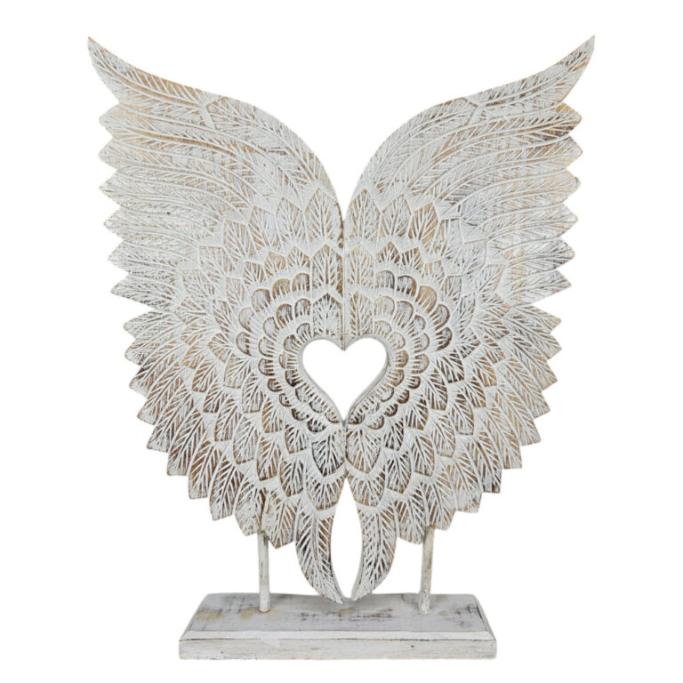Carved Wooden Angel Wings Stand | Sotran Dekorativ